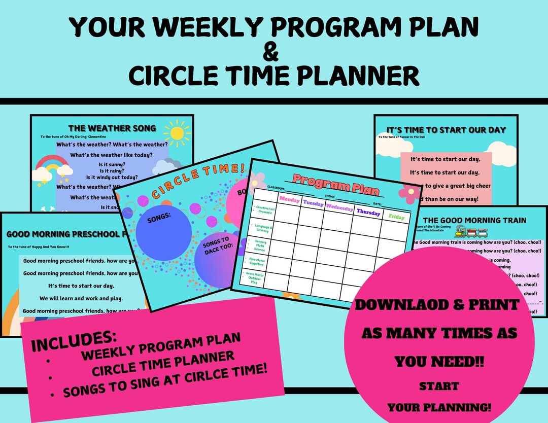 ECE Digital Program Planner, Circle Time Songs for Teachers, Early ...