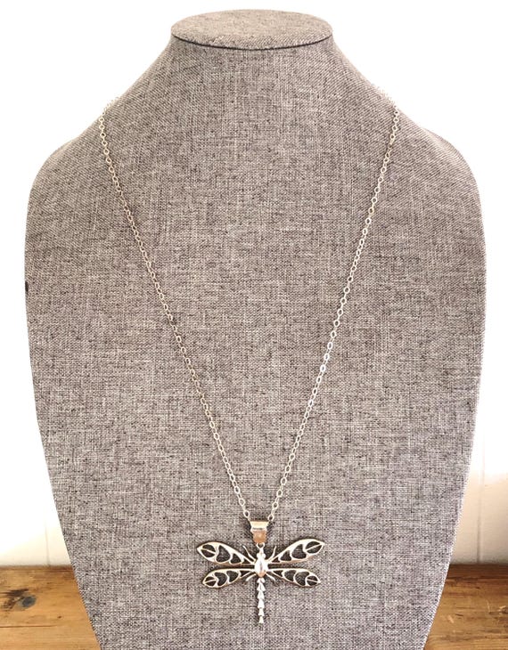 Vintage HOB Mexican Sterling Silver Dragonfly Pendant… - Gem