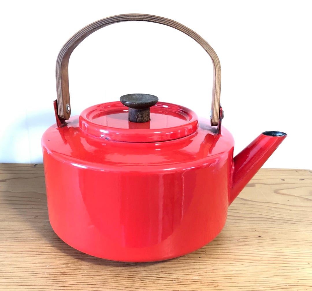Vintage Red Enamel Tea Kettle, Copco by Michael Lax - Etsy