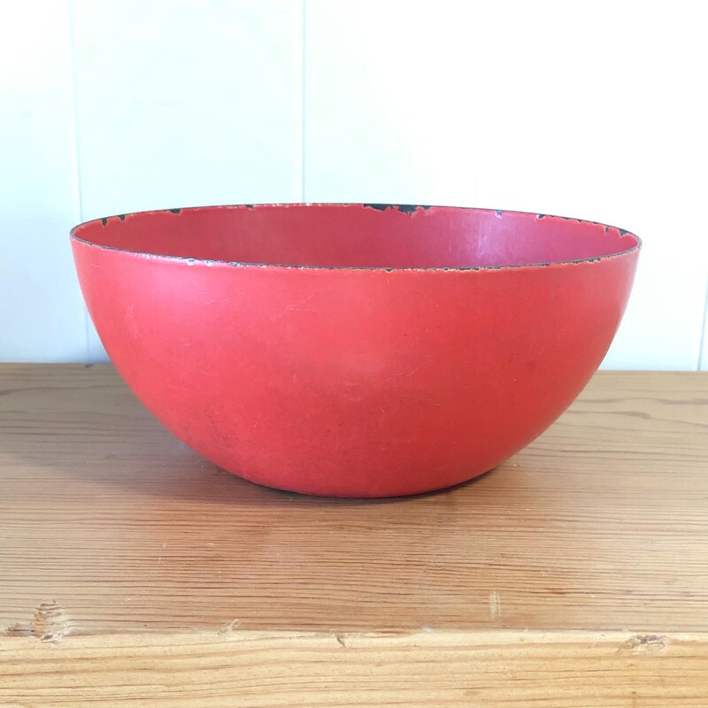 Red Enamel Bowl - Etsy