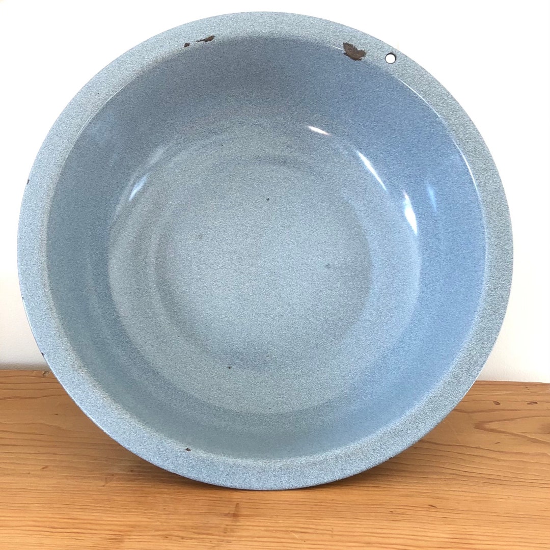 Vintage Gray Splatterware Mixing Bowl, Blue Enamelware Bowl - Etsy
