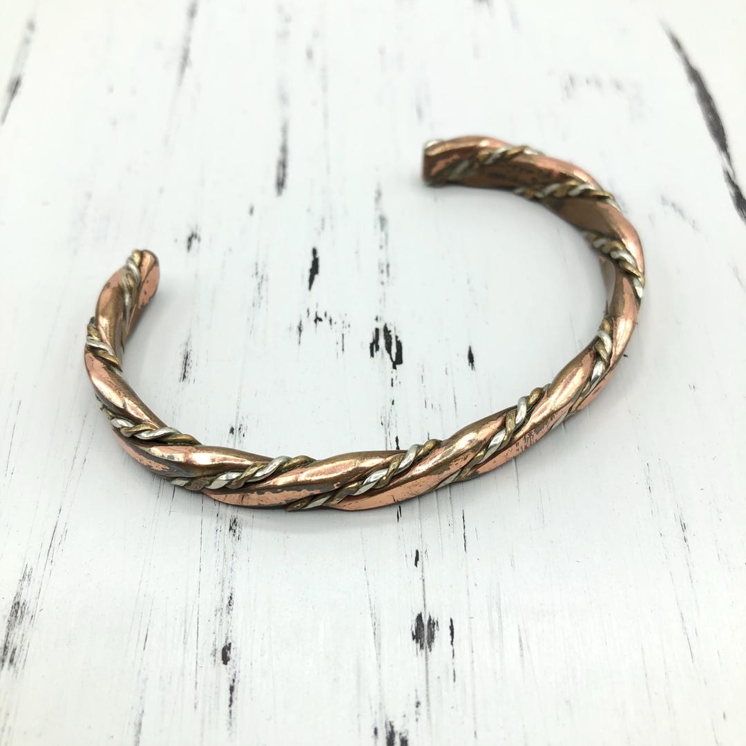 Vintage Copper and Silver Cuff Bracelet Signed Sergio Lub - Etsy