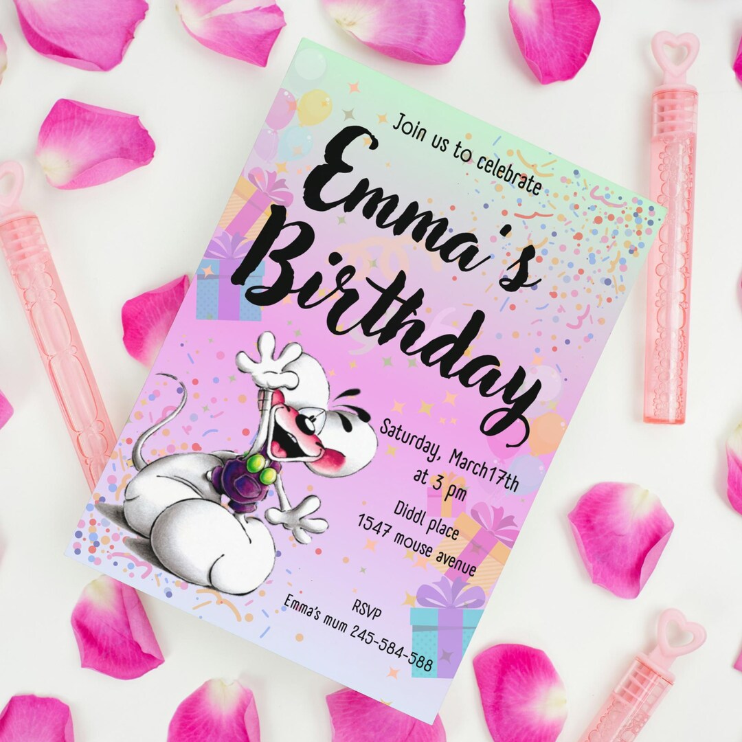 Diddl Birthday Invitation Card - Etsy