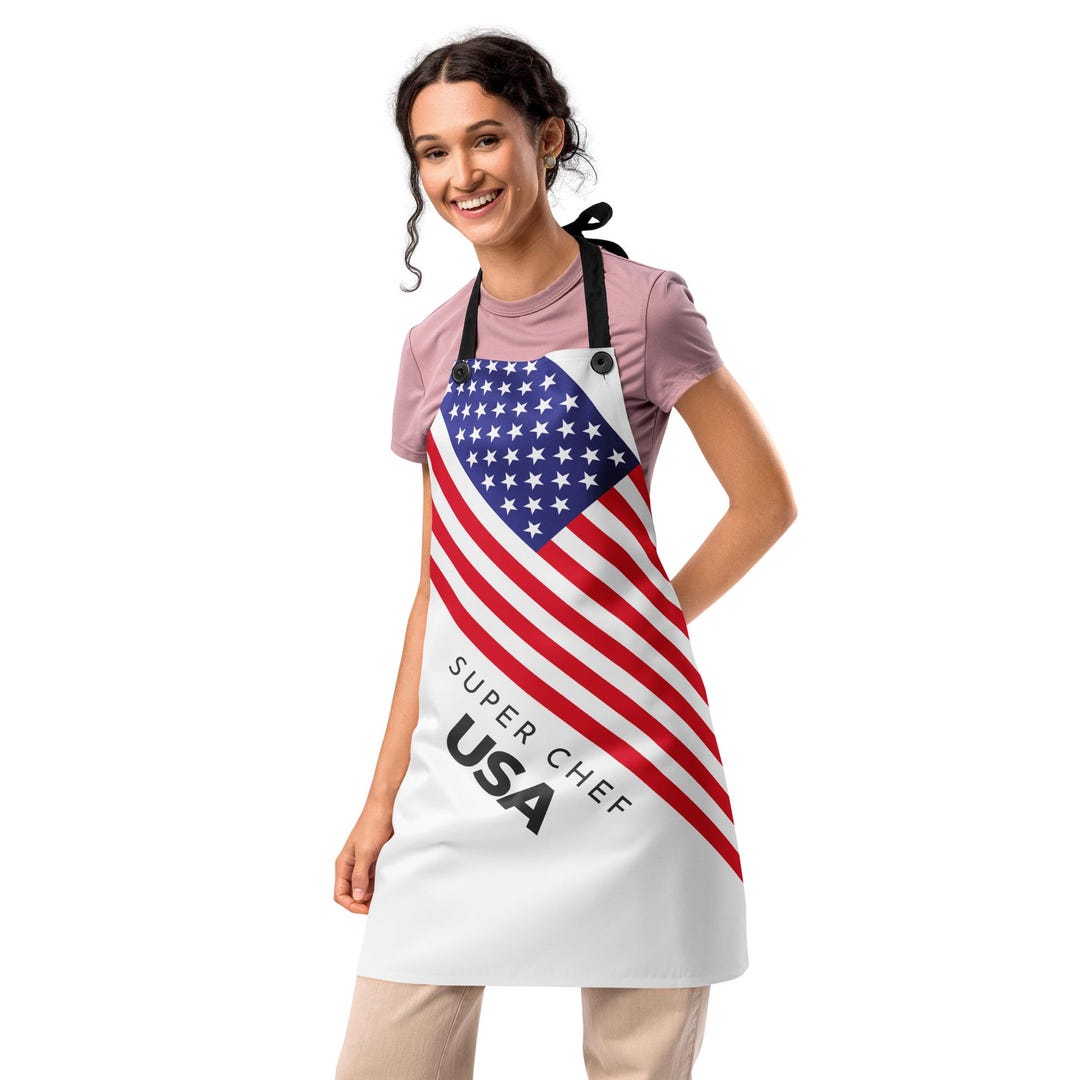 American Flag Apron: Super Chef BBQ Grilling Apron - Etsy