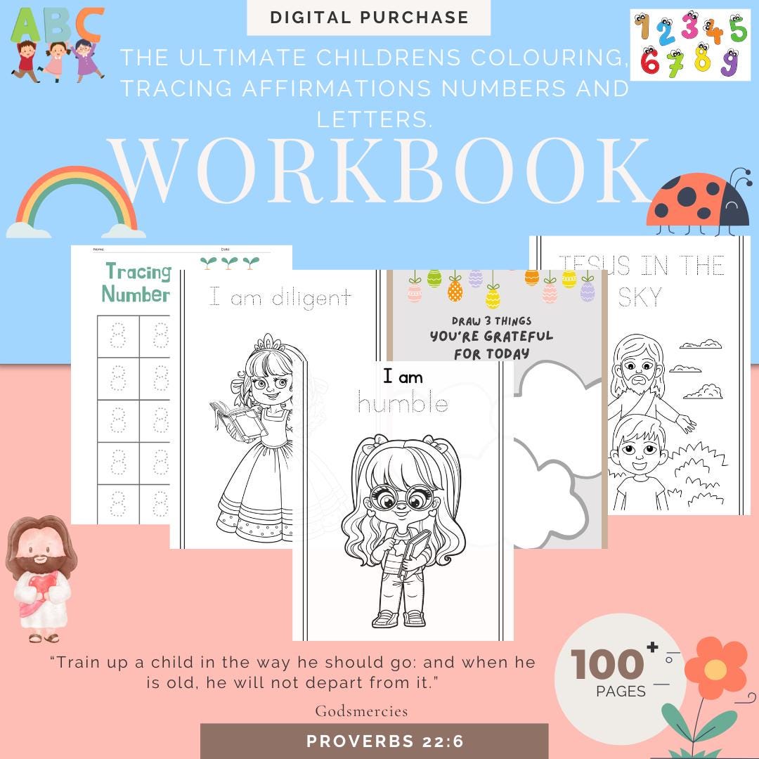 100 Bible Verse Coloring Pages for Kids Bundle. Christian Coloring ...
