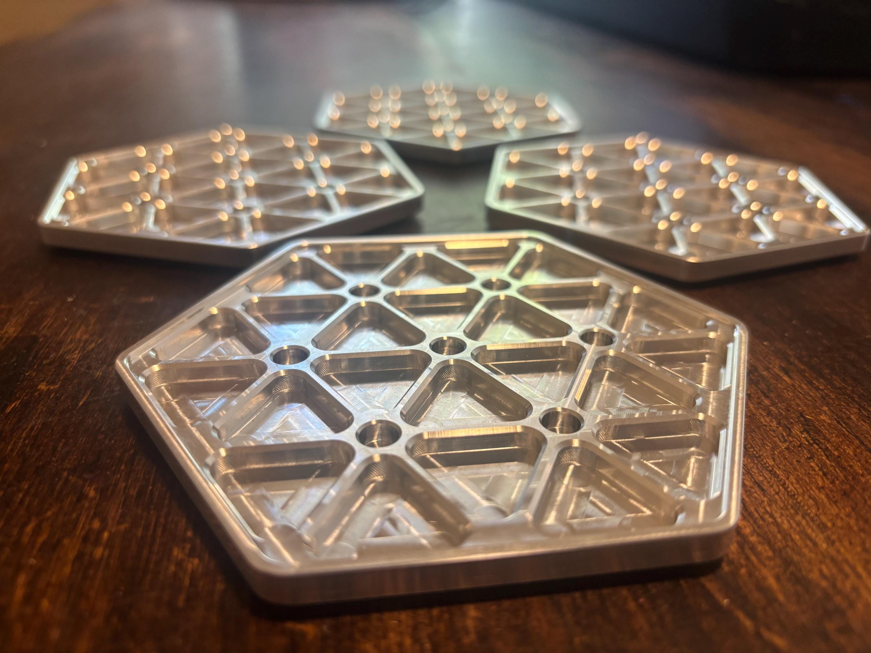 CNC Machined Aluminum Coasters – Aerospace Isogrid Pattern, Set of 4 - Etsy