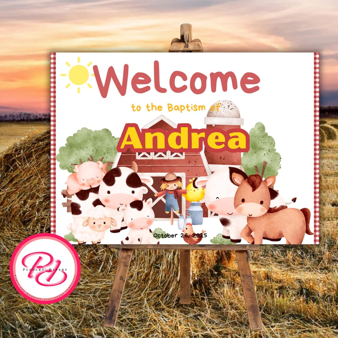 Farm Welcome Sign, Rustic Barnyard Board, Country Baptism Display, Red ...