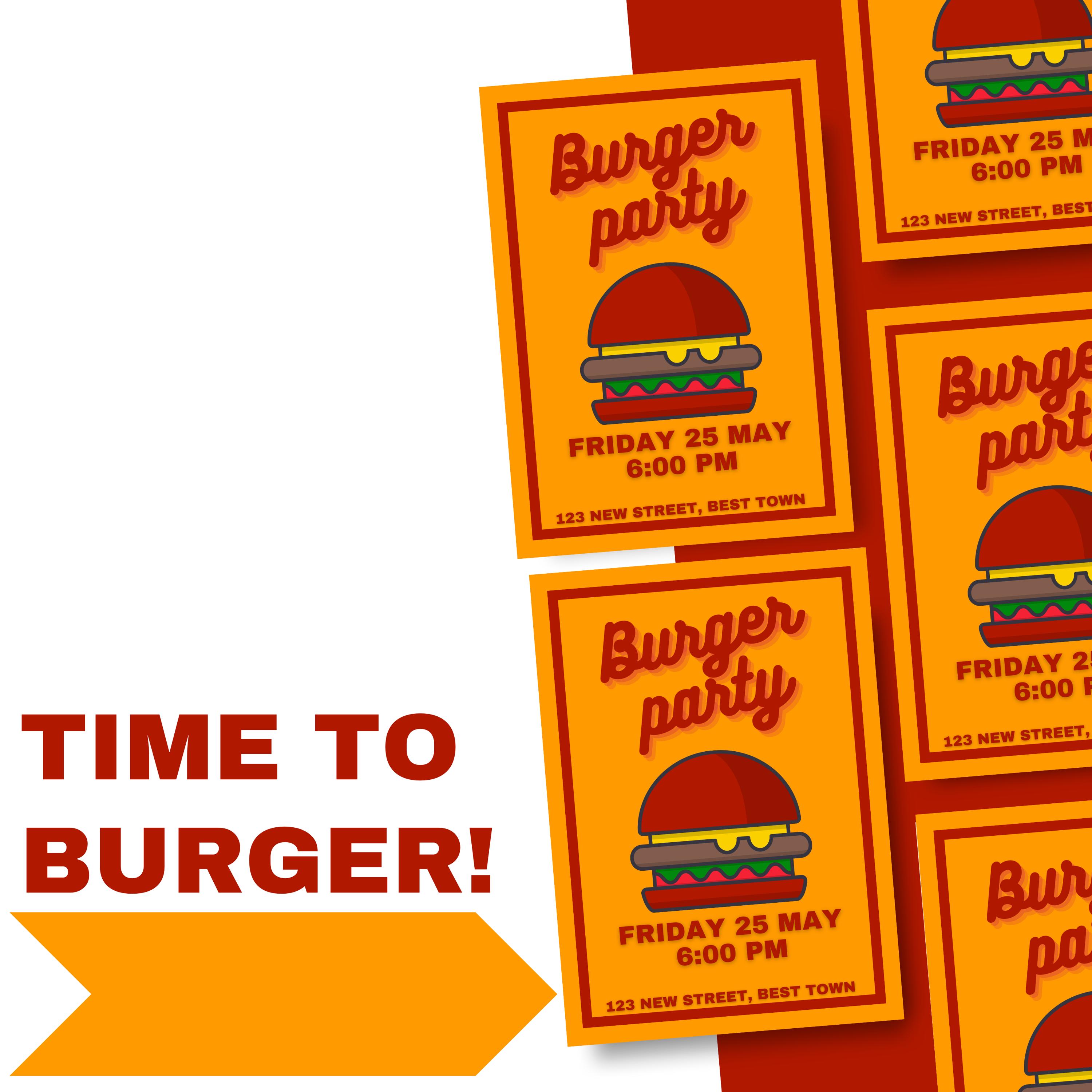 Editable Burger Party Invitation, Burger Party Invitation, Summer ...