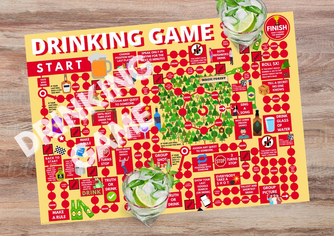 Drinking Board Game, Printable Drinking Party Game, Fun Drinking Game ...
