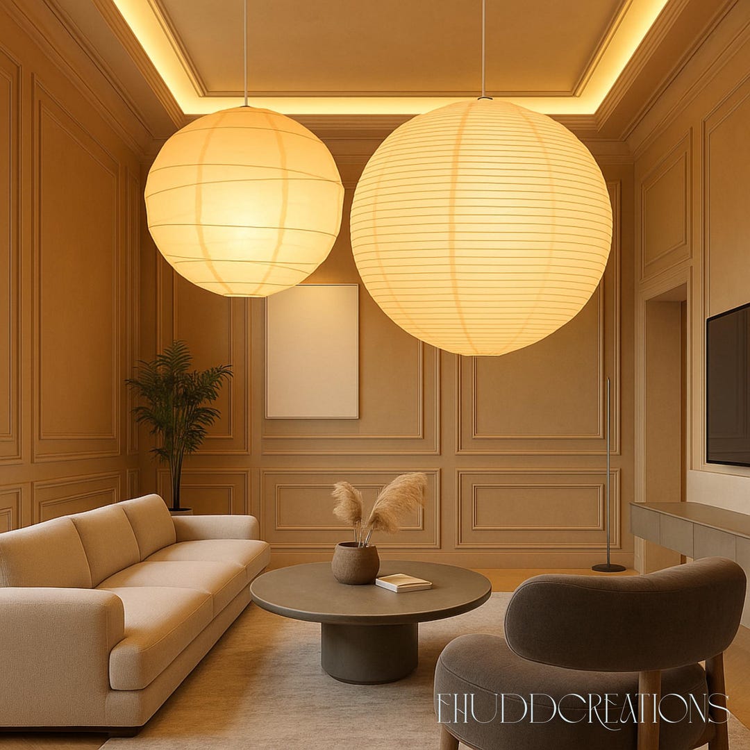 Paper Lantern Lamp Shade – Hanging Pendant Light Cover, Minimalist Rice ...