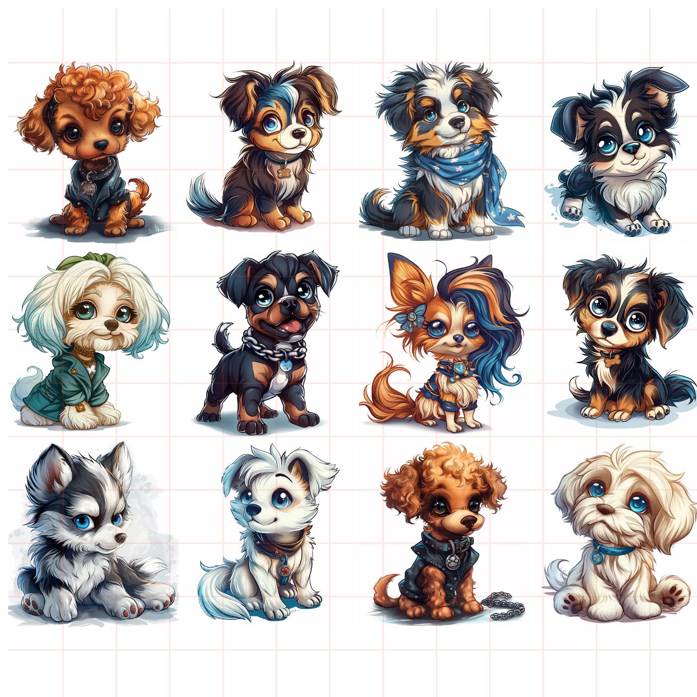 Chibi Dog | 41 Moody Dogs in Chibi Art Style | Simplified File | PNG ...