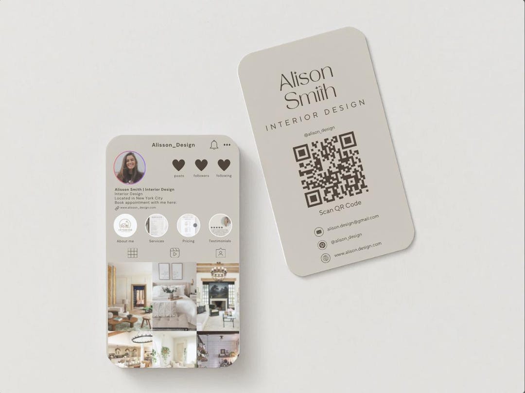 Instagram Business Card With QR Code - Etsy