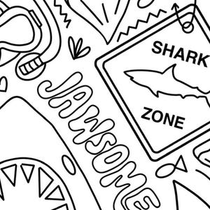 Shark Week Coloring Page, Blank Coloring Page, PDF Print, Instant ...