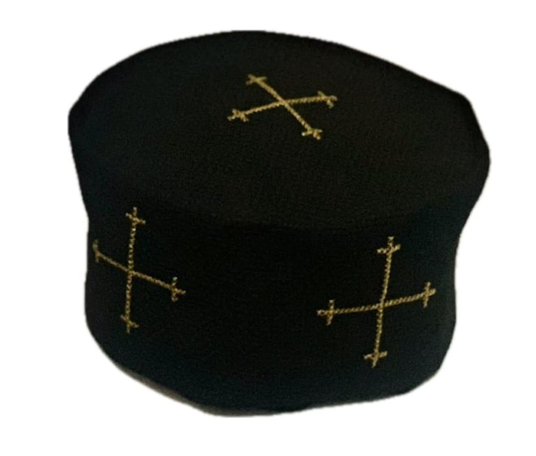 Hand Embroidered Black Skufia Hat Orthodox Christian Priest Bishop ...