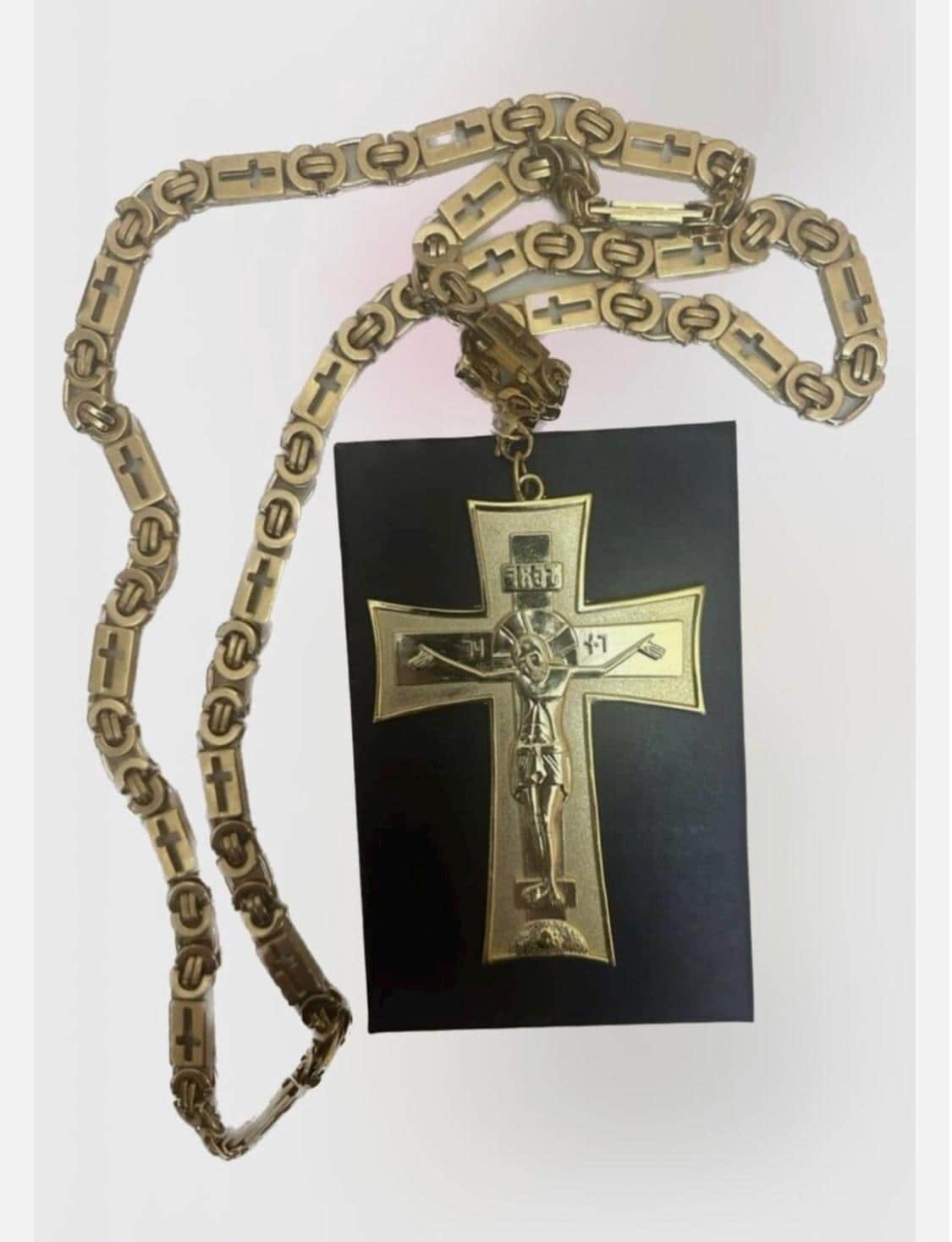 Orthodox Pectoral Cross With Chain Gold Plated Priest Bishop Pendant ...