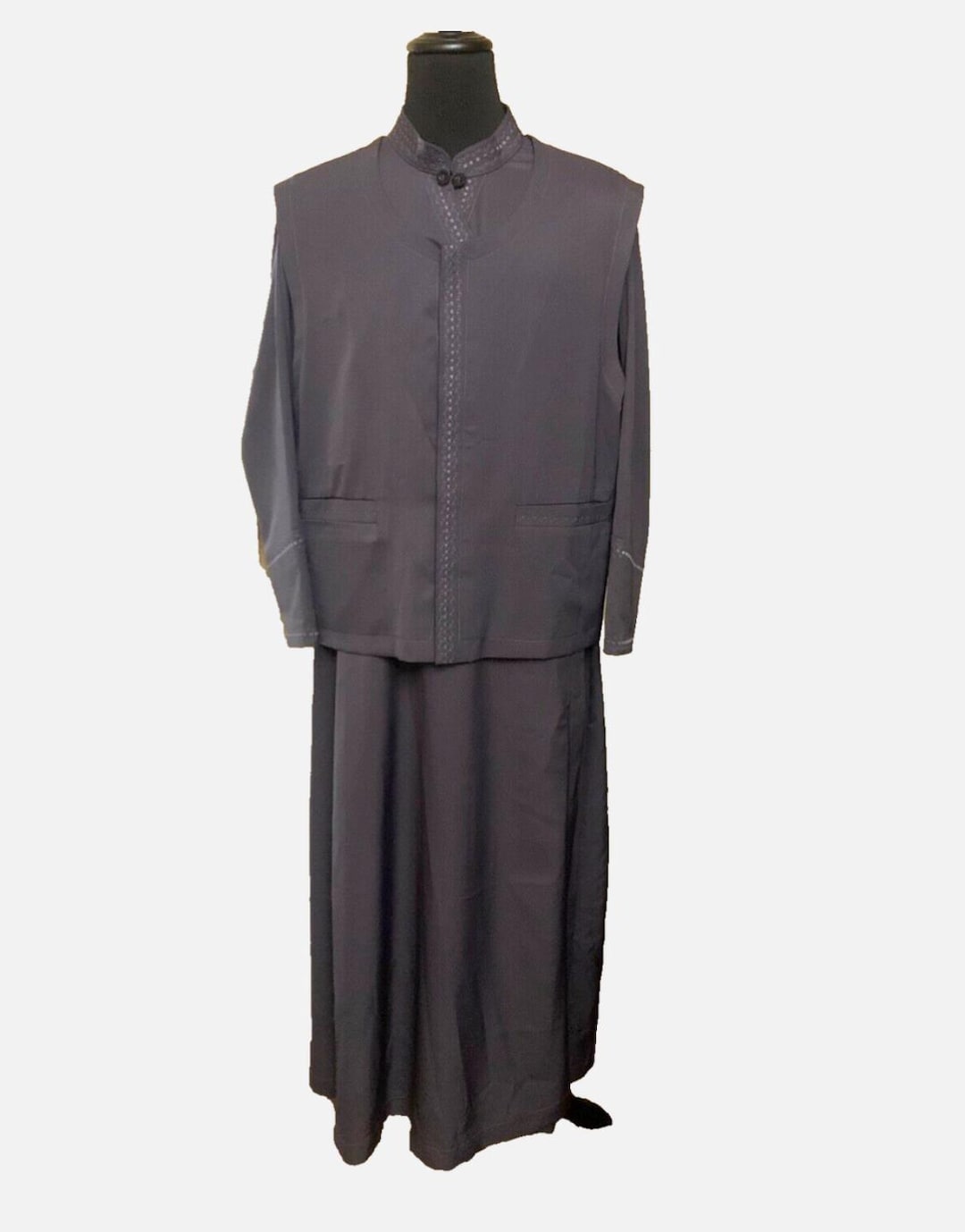Orthodox Christian Priest Monk Cassock Gray Robe Embroidered Dress ...