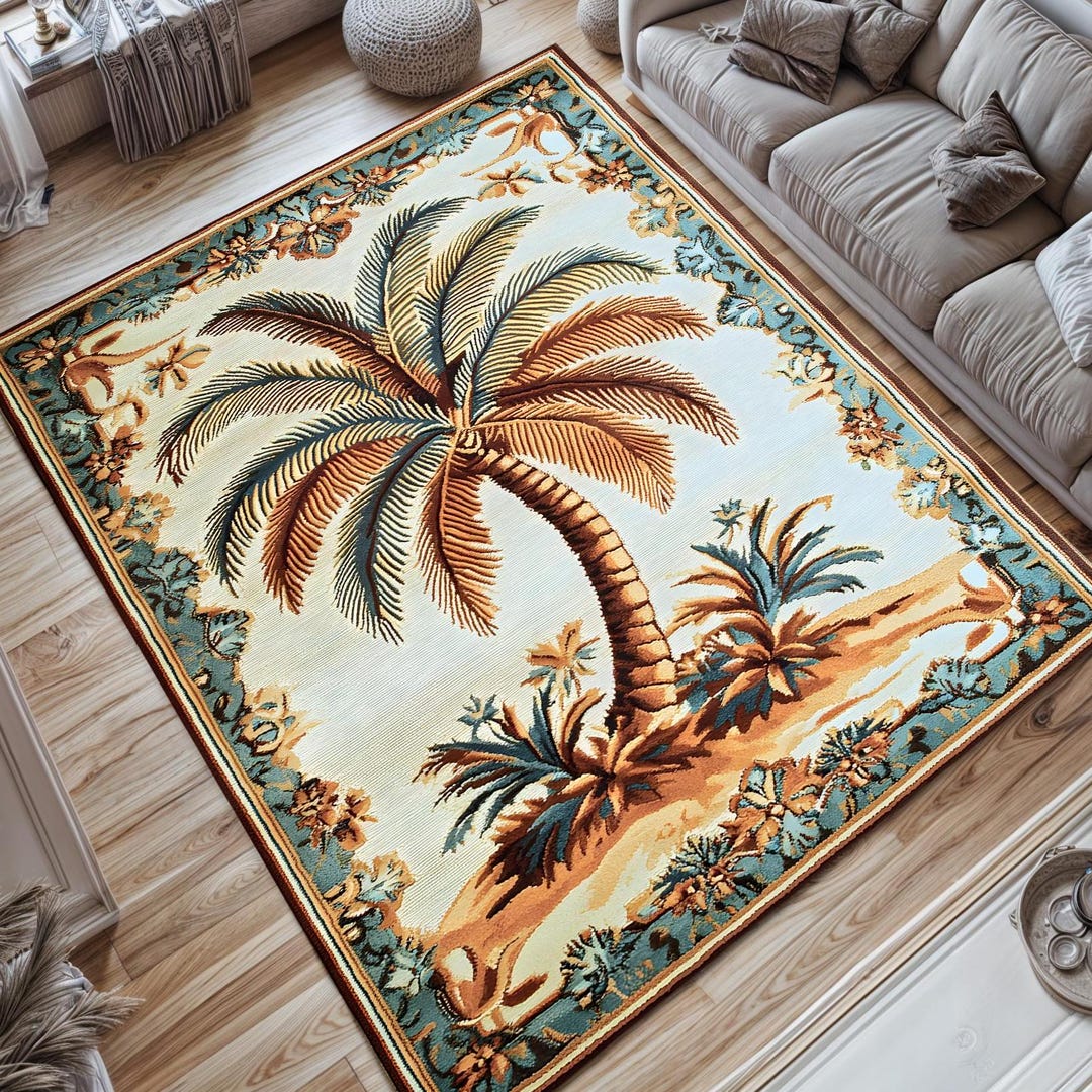 Tree Rug, Tree Rug Hooking Pattern, Tree of Life Rug, Palm Tree Area ...