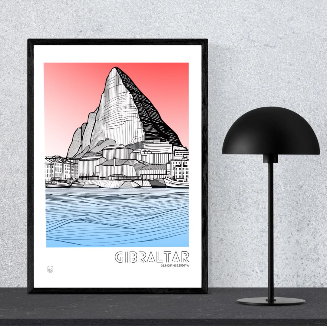Gibraltar Digital Art Poster - the Rock Reimagined | Minimalist Art ...