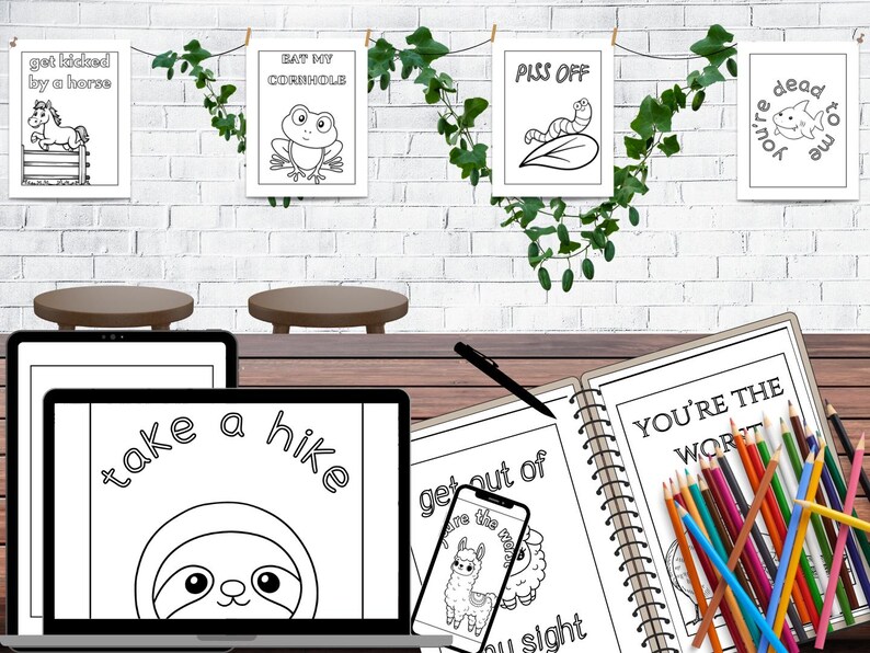 Swear Word Coloring Pages, Stress Relief Coloring, Printable Coloring ...