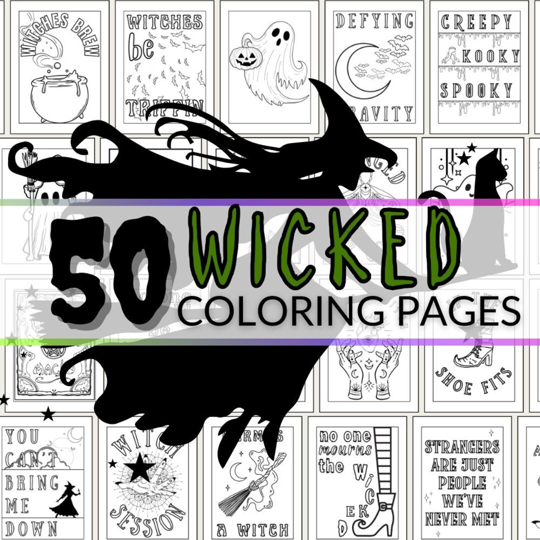 Wicked Coloring Pages for Adults Printable PDF, Halloween Coloring ...