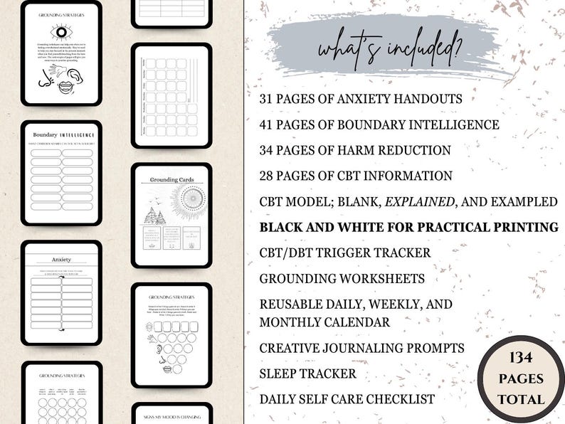 Cognitive Behavioral Therapy Handouts, Mental Health Worksheets for ...