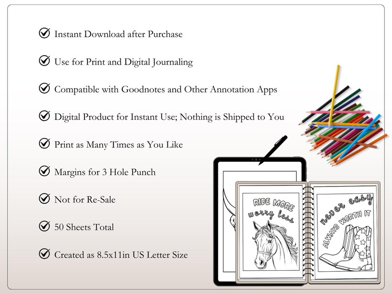 Horse Coloring Pages, Country Printable Sheets PDF, Western Nature ...