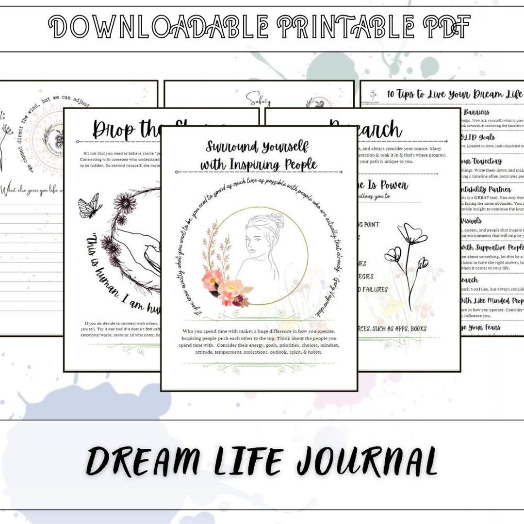 Manifestation Dream Life Journal, Self Love Workbook, Digital Printable ...