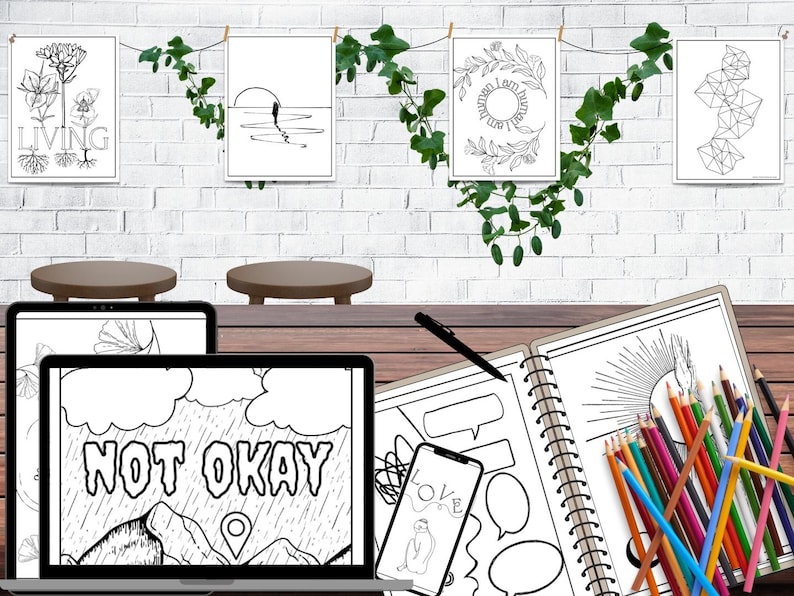Mental Health Coloring Pages, Art Therapy Coloring Book Pdf, Adult ...