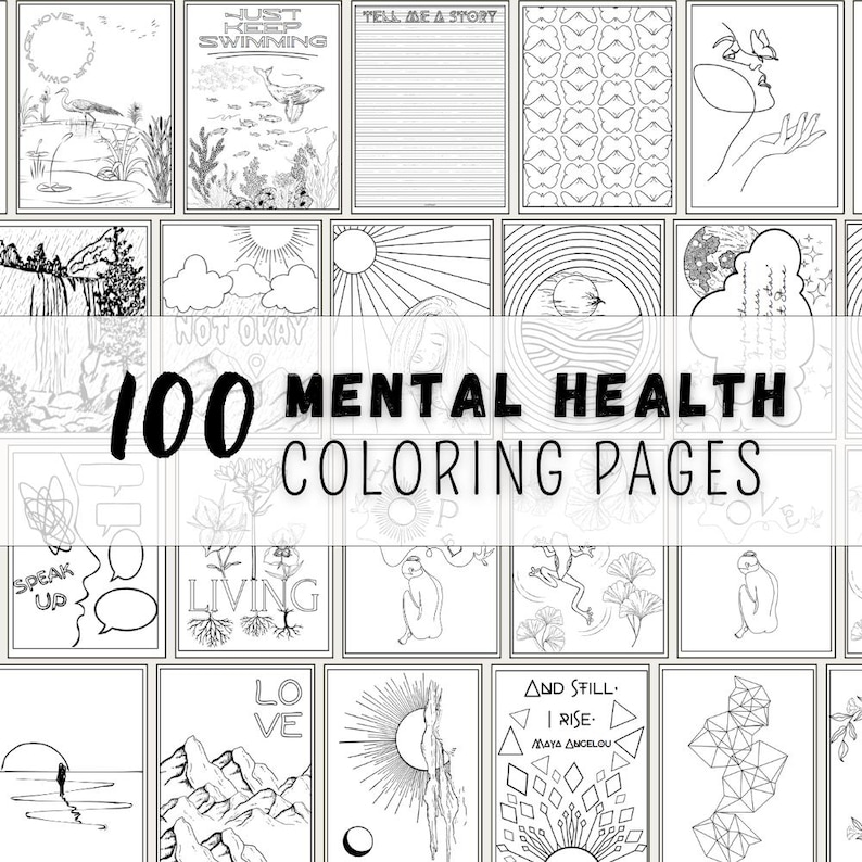 Mental Health Coloring Pages, Art Therapy Coloring Book Pdf, Adult ...