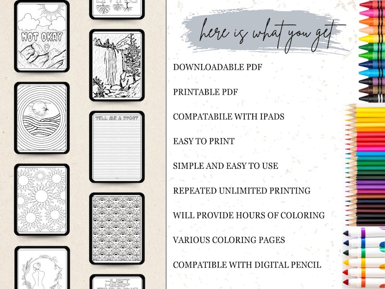 Mental Health Coloring Pages, Art Therapy Coloring Book Pdf, Adult ...