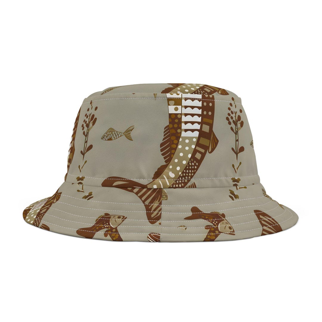Eco-friendly Bucket Hat, Floral & Fish Print, Perfect for Summer Days ...