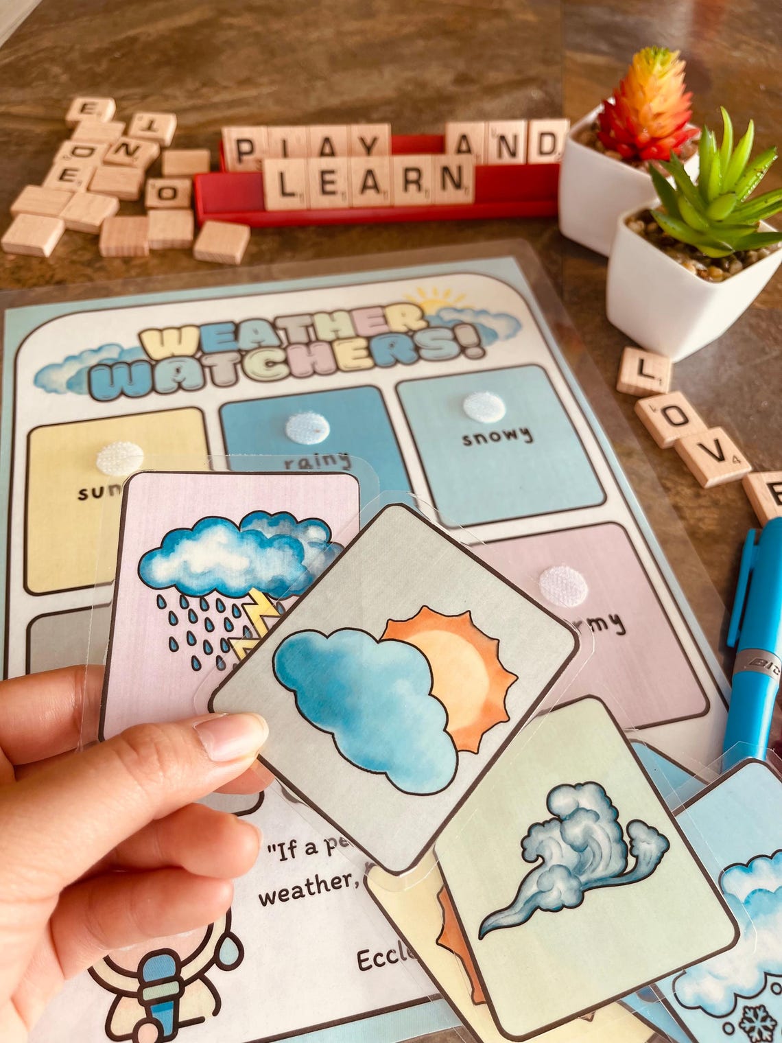 Weather Matching Activity for Kids | Printable Weather Chart With Bible ...