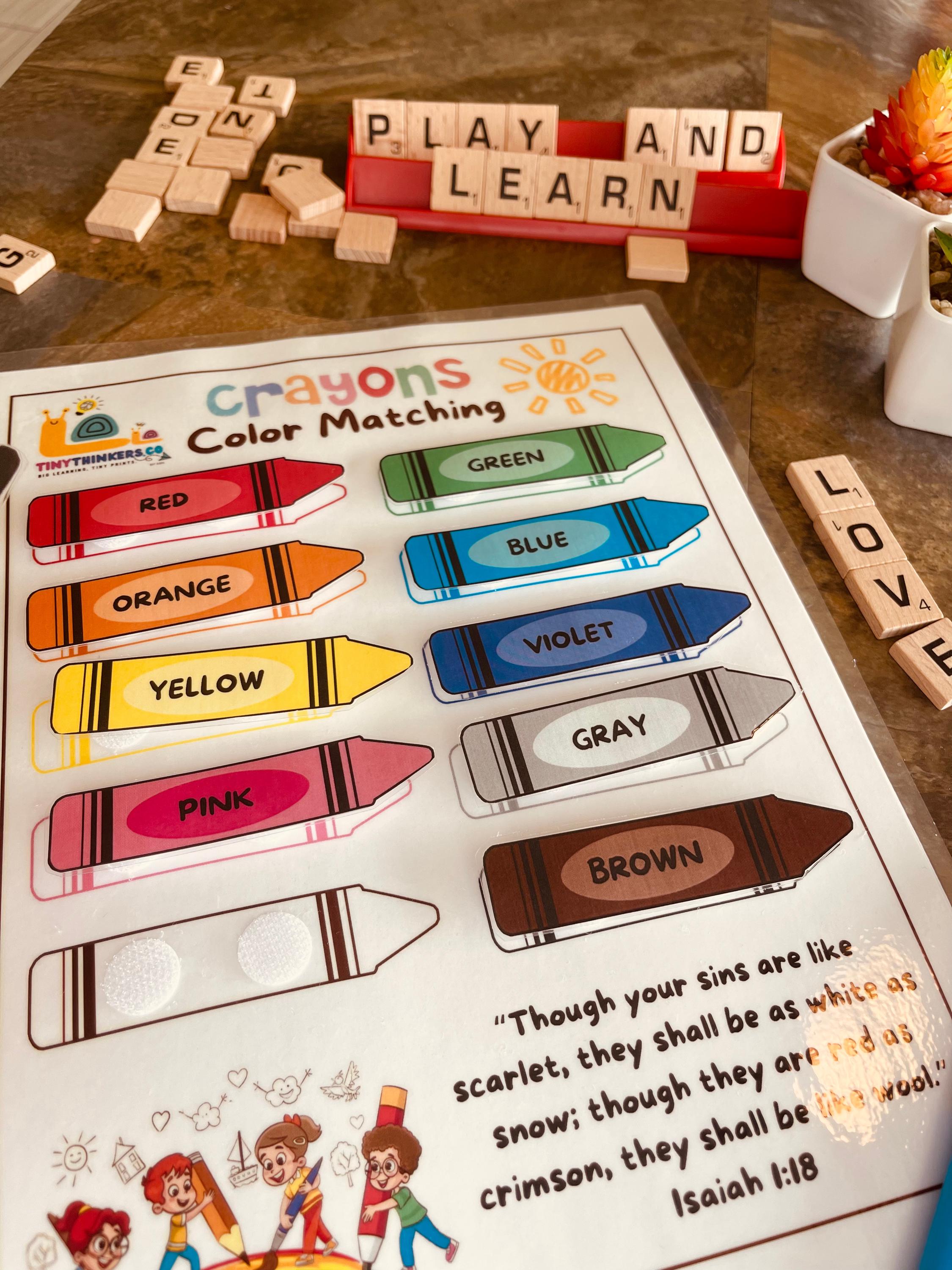 Crayon Color Matching Game Printable Digital Download Preschool Color ...