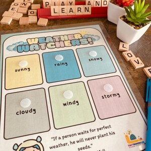 Weather Matching Activity for Kids | Printable Weather Chart With Bible ...