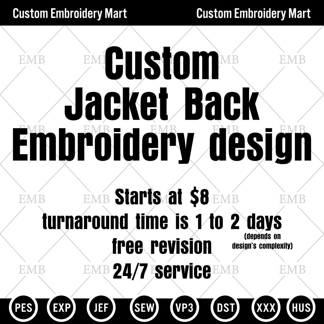 Custom Embroidery Digitizing, Custom Jacket Back Embroidery Digitizing ...