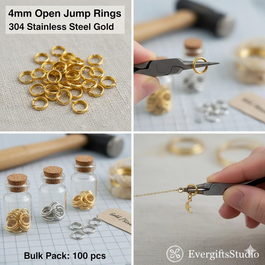 4mm Stainless Steel Open Jump Rings, 200pcs Bulk Tarnish Resistant ...