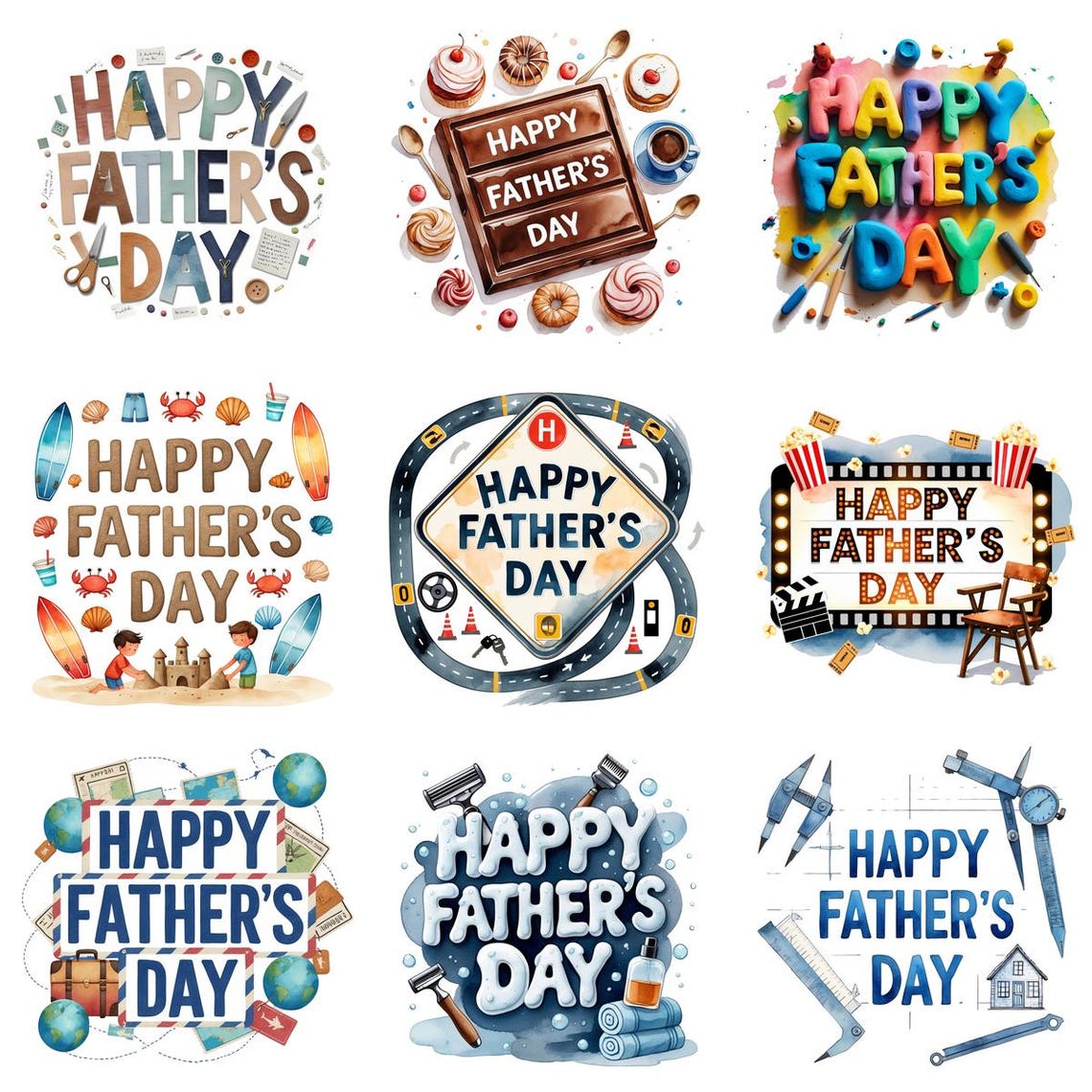 37 PNG Happy Father's Day Clipart Bundle, Father's Day PNG Design, 1st ...