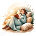 19 PNG Cozy Reading Girl Clipart, Aesthetic Book Lover Illustration ...
