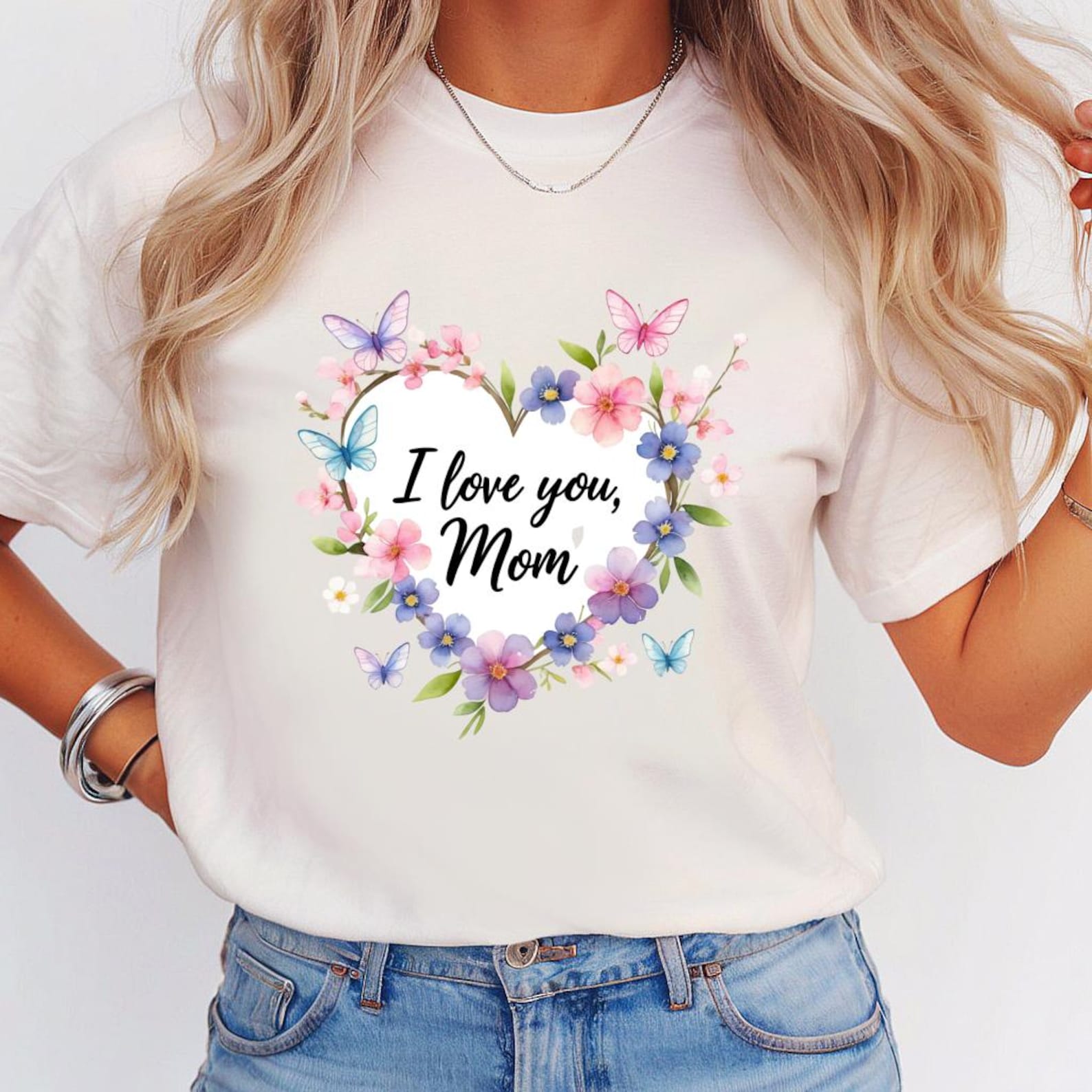 16 PNG Mother's Day Clipart, I Love You Mom Floral Illustrations ...