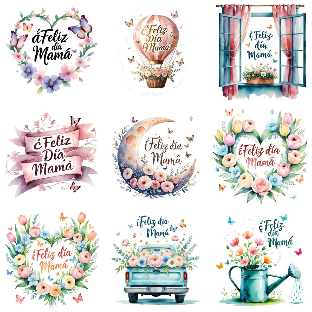 17 PNG Feliz Día Mamá Clipart, Spanish Mother's Day Watercolor Flowers ...