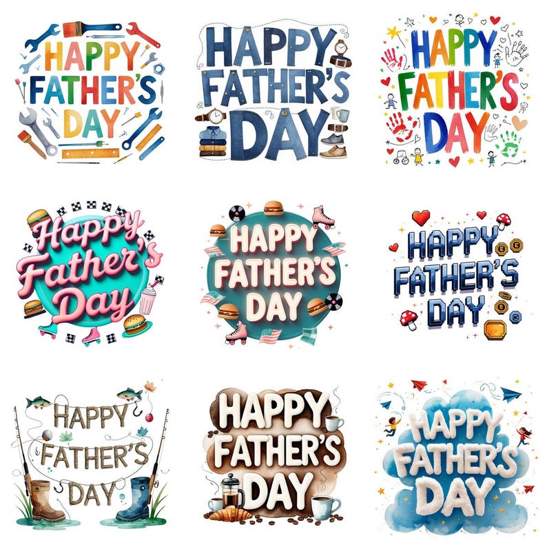 30 PNG Happy Father's Day Clipart Bundle, Fathers Day PNG Design, 1st ...