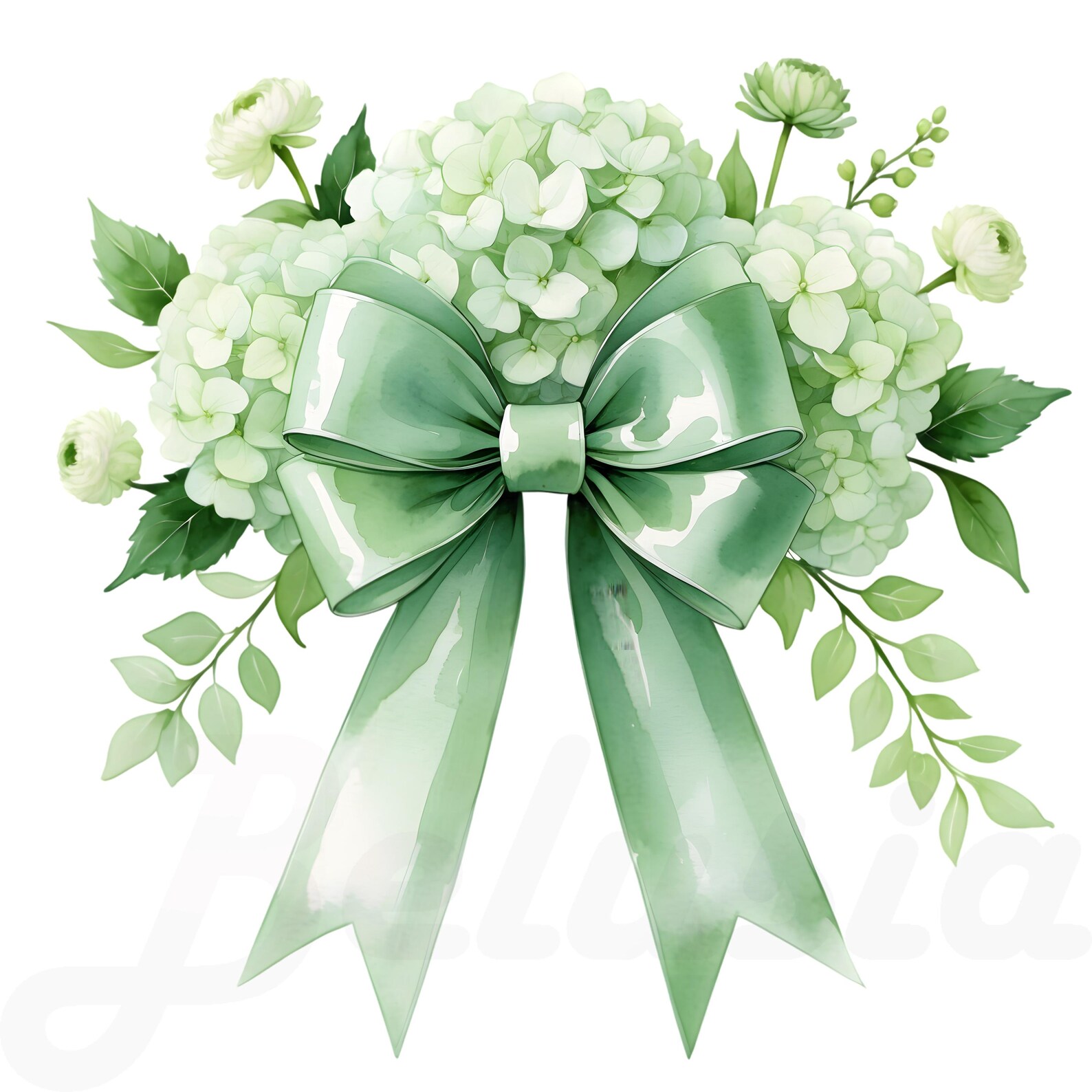 39 PNG Bows With Floral Bouquet Clipart, Watercolor Flower Bows, Spring ...