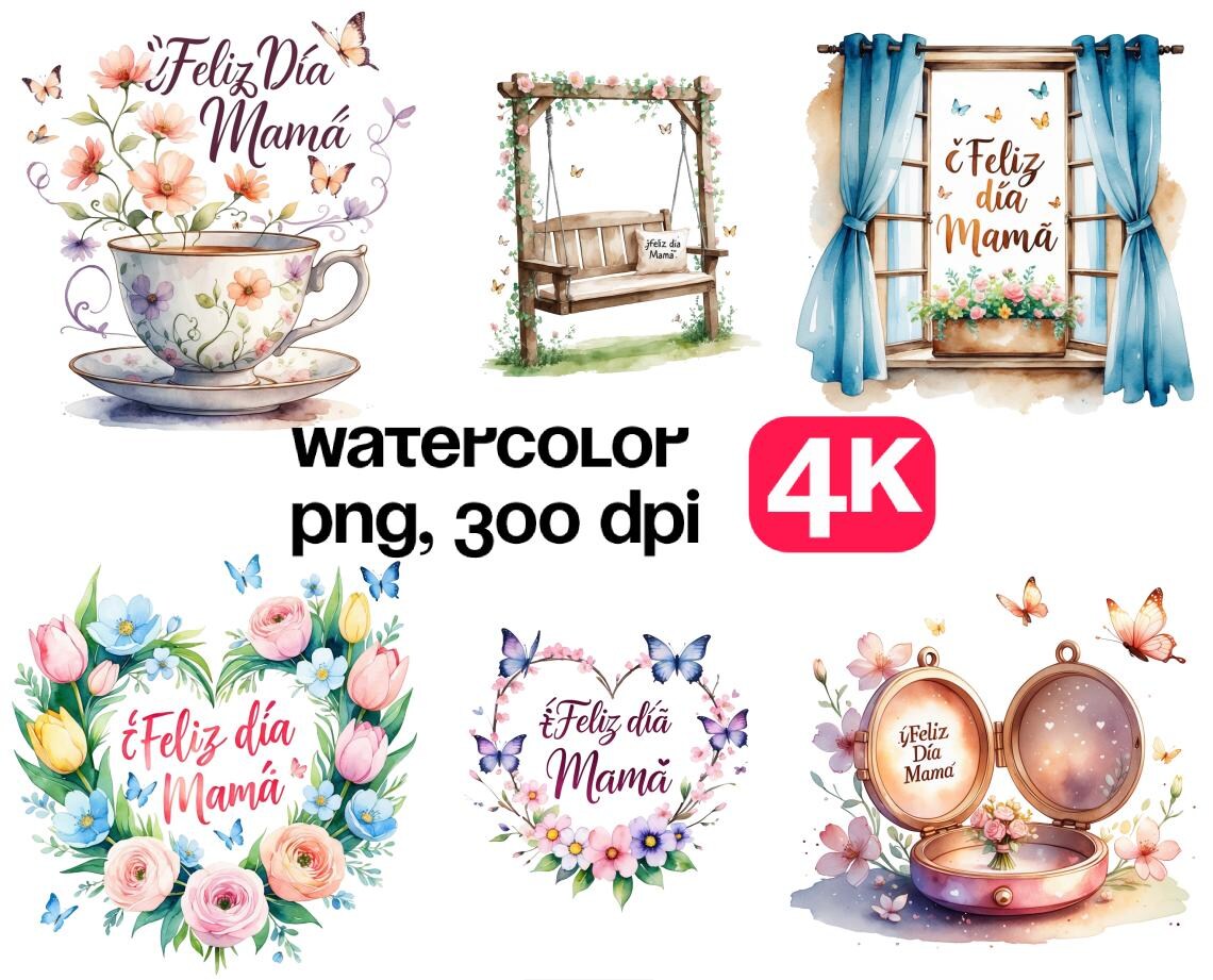 Feliz Dia Mama PNG 19 Images, Mother's Day Spanish Quote, Watercolor ...