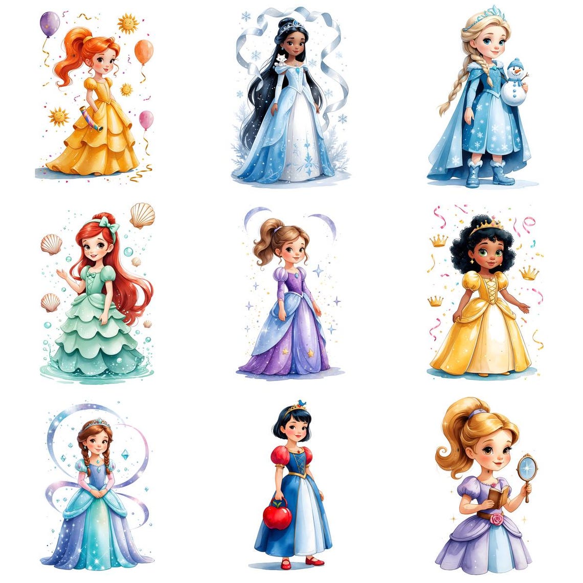 41 PNG Birthday Princess Clipart, Little Princess PNG Bundle, Cute ...