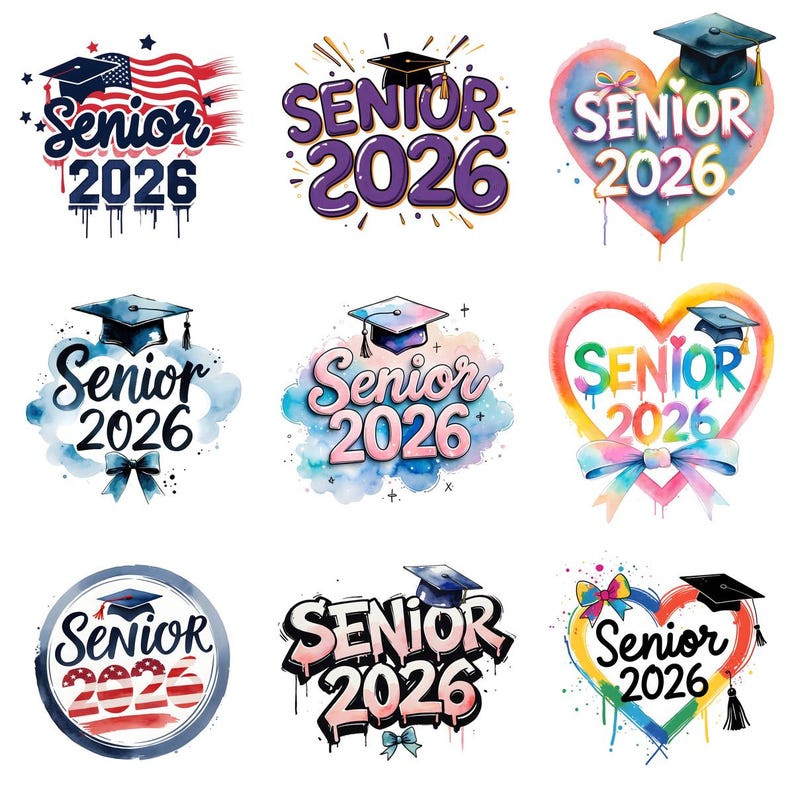 Senior 2026 PNG Clipart - 45 Bundle, Graduation Lettering Sublimation ...