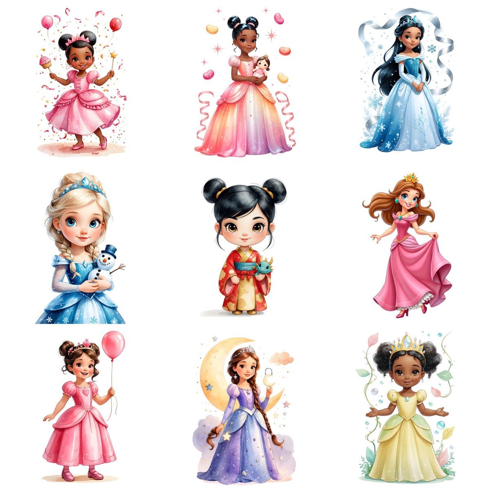 41 PNG Birthday Princess Clipart, Little Princess PNG Bundle, Cute ...