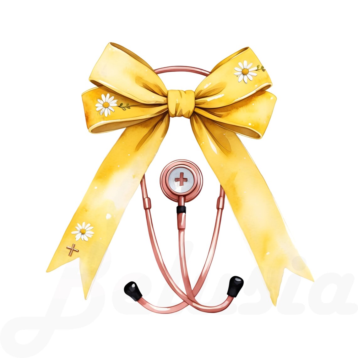 12 PNG Cute Nurse Clipart - Stethoscope Bows, Watercolor Medical ...