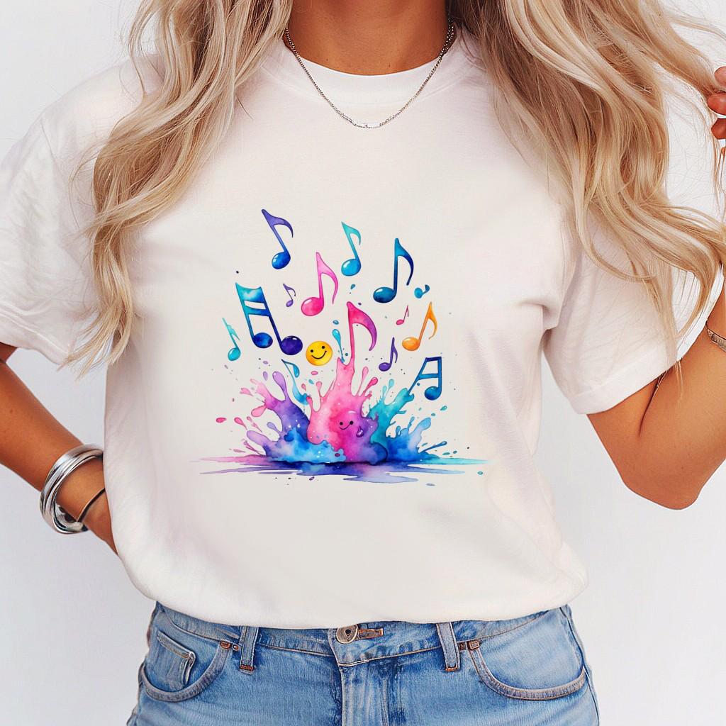 Watercolor Music Notes Clipart: Rainbow Treble Clef Splash Art (PNG ...