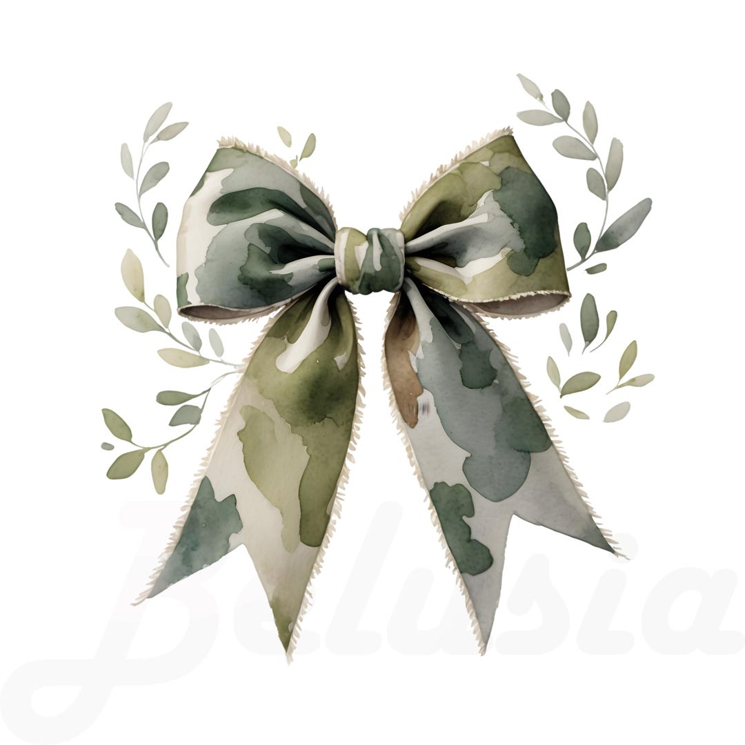 37 Camo Bow PNG, Watercolor Camouflage Bow PNG, Military & Patriotic ...