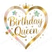 2 PNG Birthday Queen Clipart, Gold Crown Heart With Stars, Birthday ...